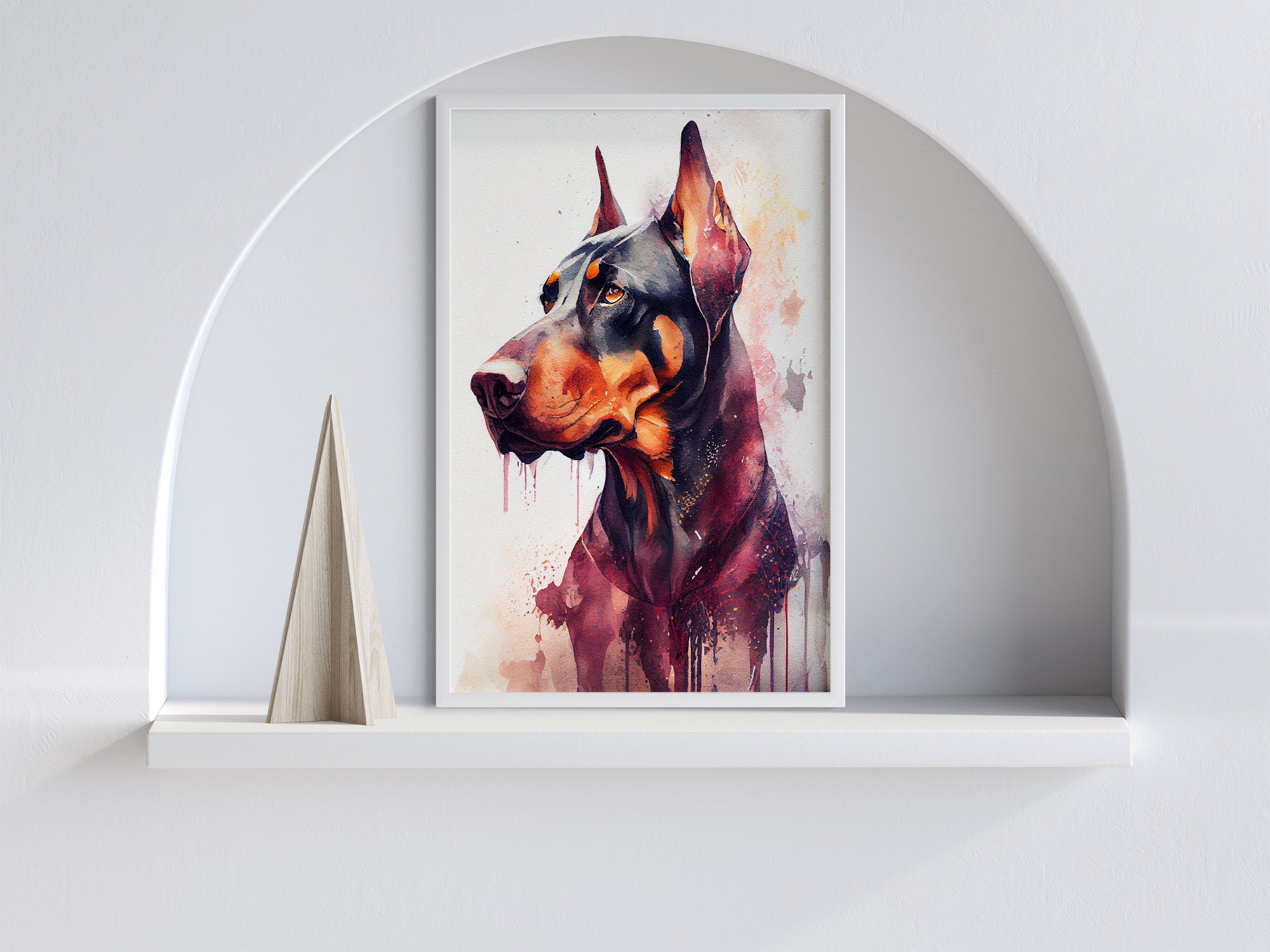 Elegant and Majestic: Watercolor Print of a Doberman Pinscher Perfect ...