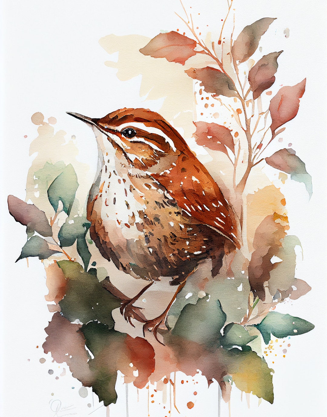 Charming Wren Bird Watercolor Print Nature Art Bird Lover Gift V7 - Etsy