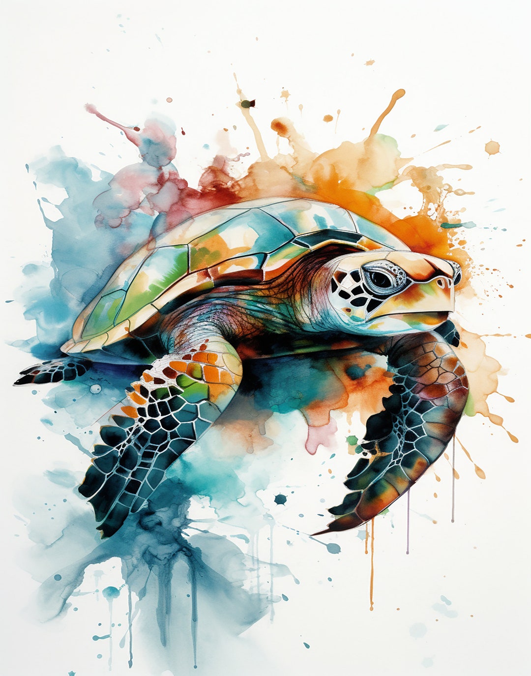 Majestic Turtles: A Stunning Digital Print of Colorful Turtles in Their ...