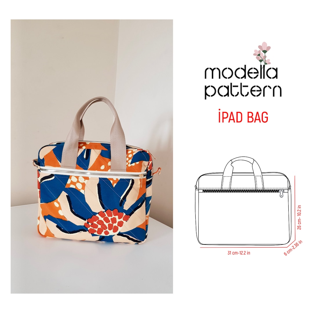 İpad Bag Pattern Tablet Bag With Pockets Canvas Tote Bag Digital Pdf ...