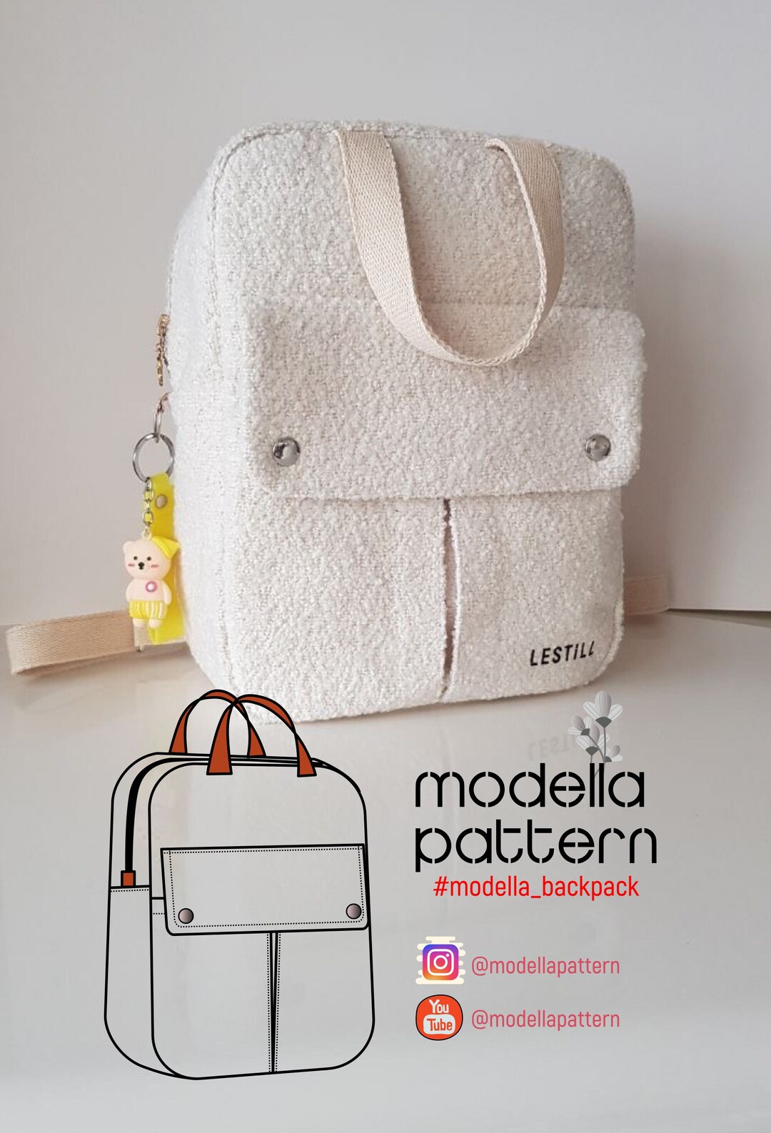 Backpack pattern,tote bag with pockets,canvas tote bag,digital pdf ...