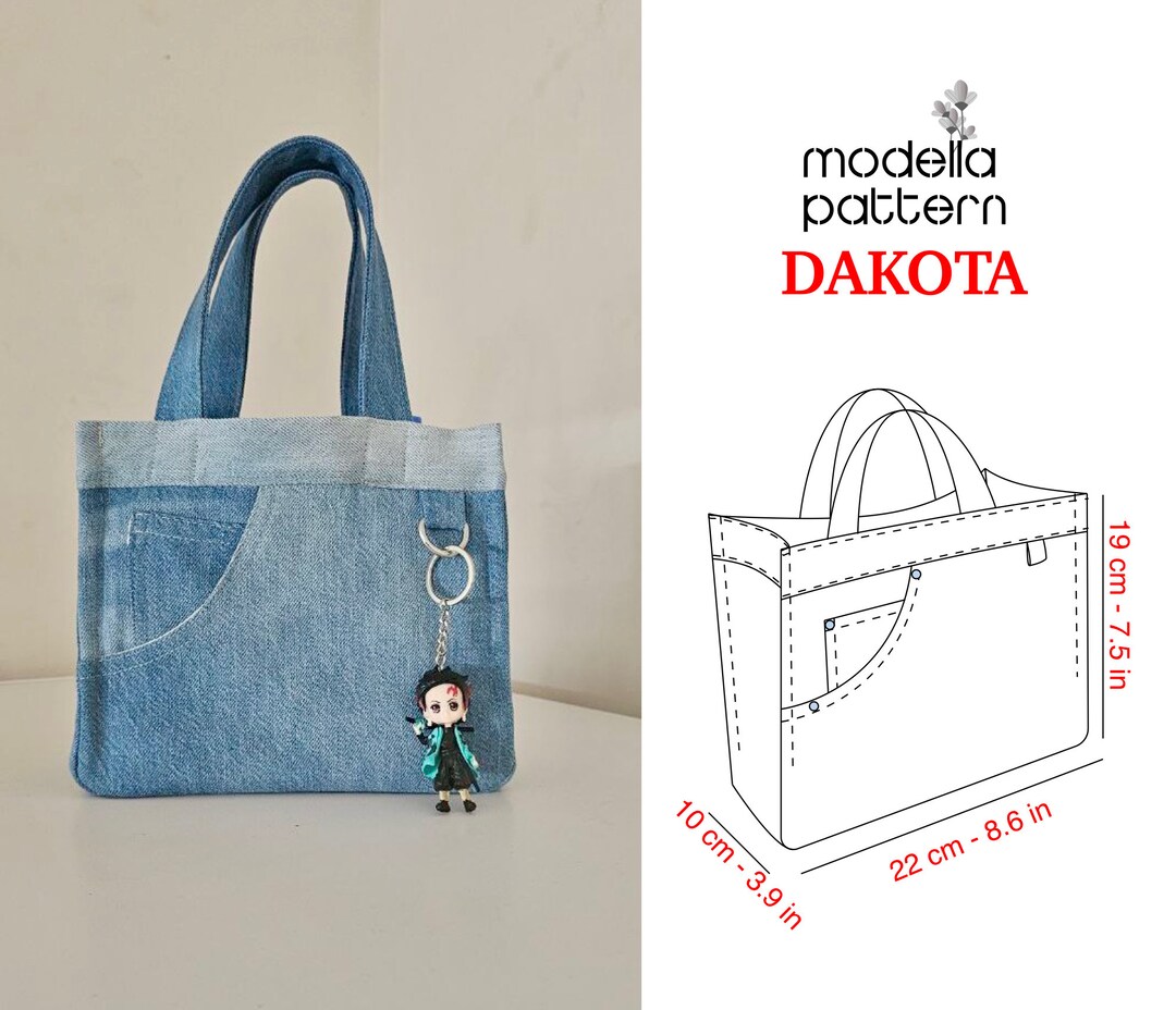 Dakota Bag Pattern , Canvas Bag With Pockets ,denim Totebag ,digital ...