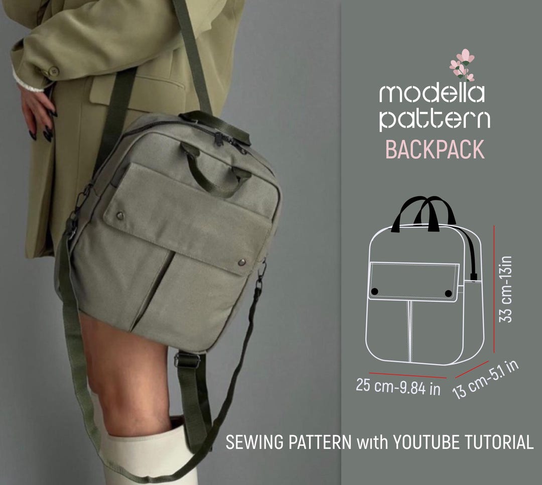 Backpack Pattern,tote Bag With Pockets,canvas Tote Bag,digital Pdf ...