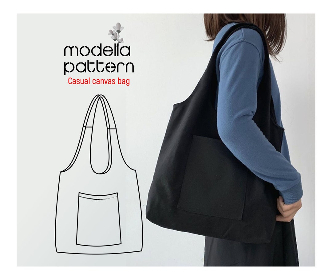 Casual Bag Pattern , Canvas Bag With Pockets ,canvas Totebag ,digital ...