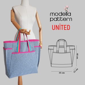 UNİTED Bag Pattern , Tote Bag With Pockets , Canvas Tote Bag , Digital ...