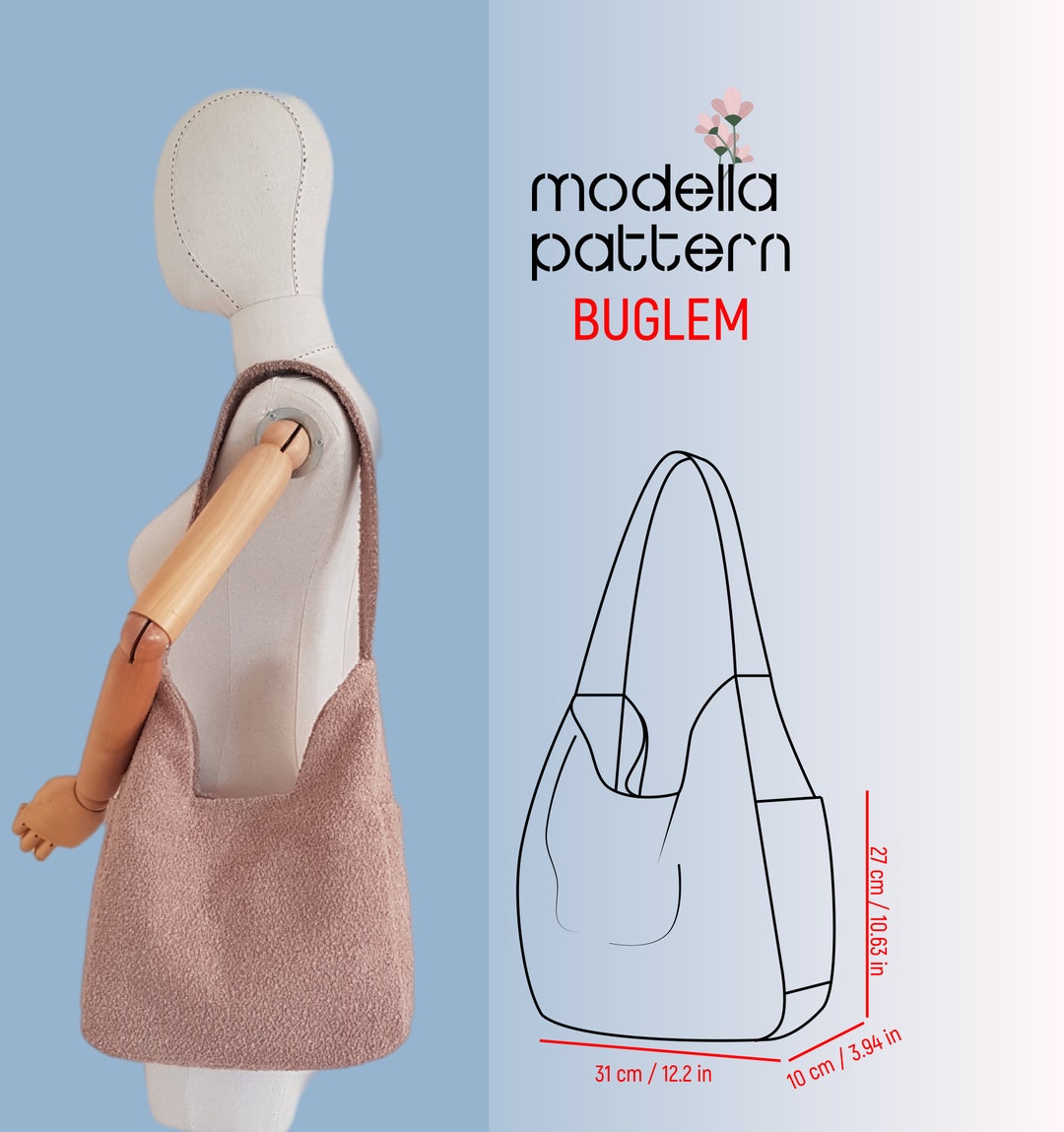 Buglem Bag Pattern Canvas Bag With Pockets Canvas Totebag Digital Pdf ...