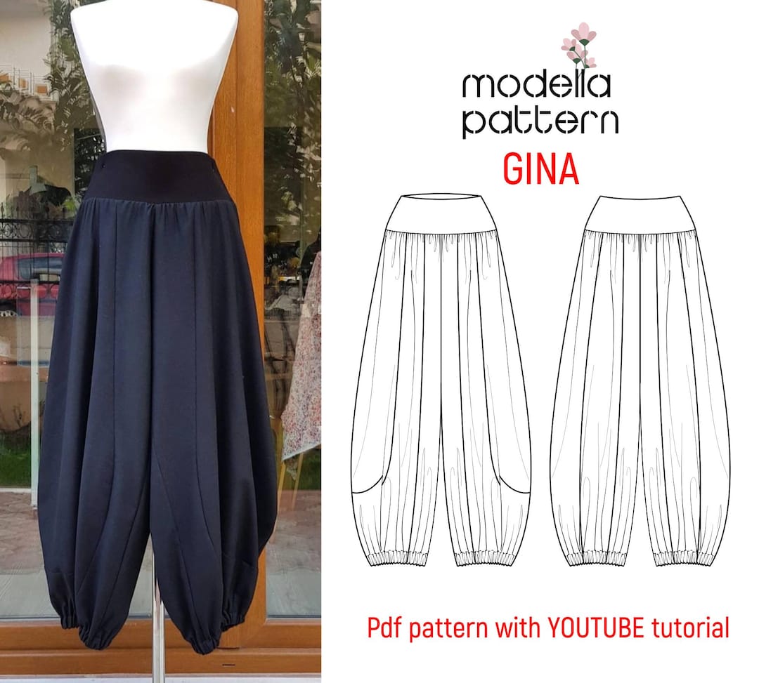 GINA HAREM Pant Pattern, Women Pants, Yoga Pants Loose Fit Pants Linen ...