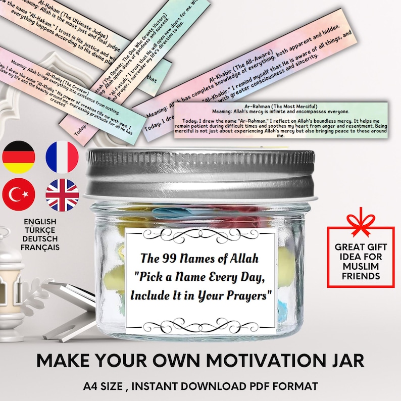 The 99 Names of God Motivation Jar , Islamic Motivation Jar , Islamic ...