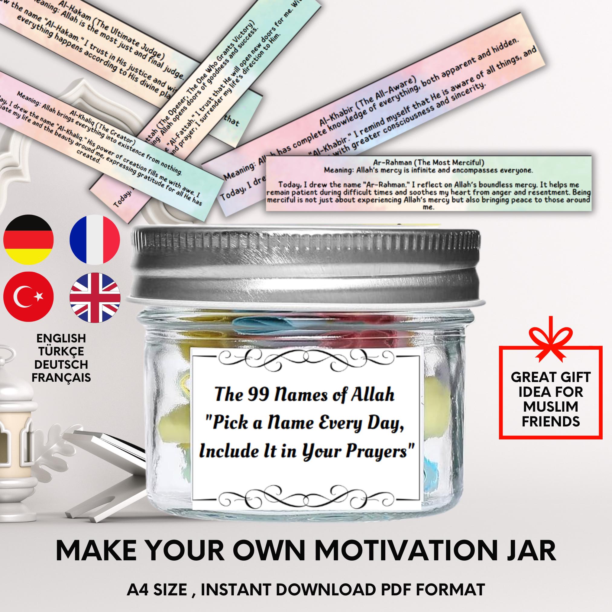 The 99 Names of God Motivation Jar , Islamic Motivation Jar , Islamic ...