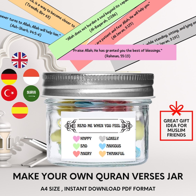 Quran Verses Jar , Quranverses in Color Motivation for Every Mood , Islamic Reminders ...