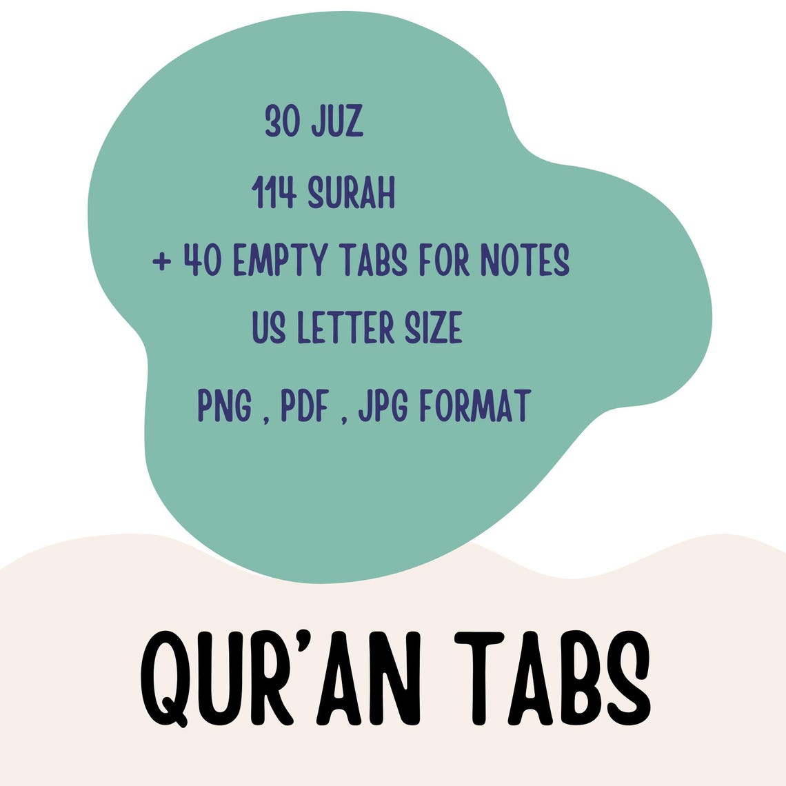 Quran Tabs , Quran Surah and Juz Tabs , Islamic Reminders , Quran Divider Tabs, DIY Quran Tabs ...