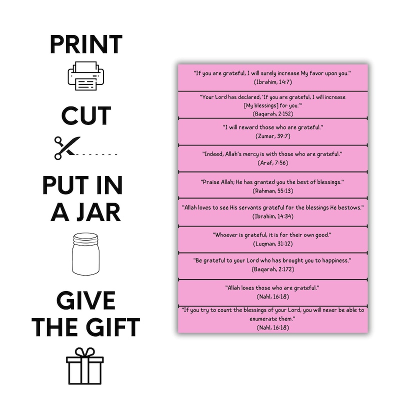 Quran Verses Jar Printable , Quran Verses in Color Motivation for Every ...
