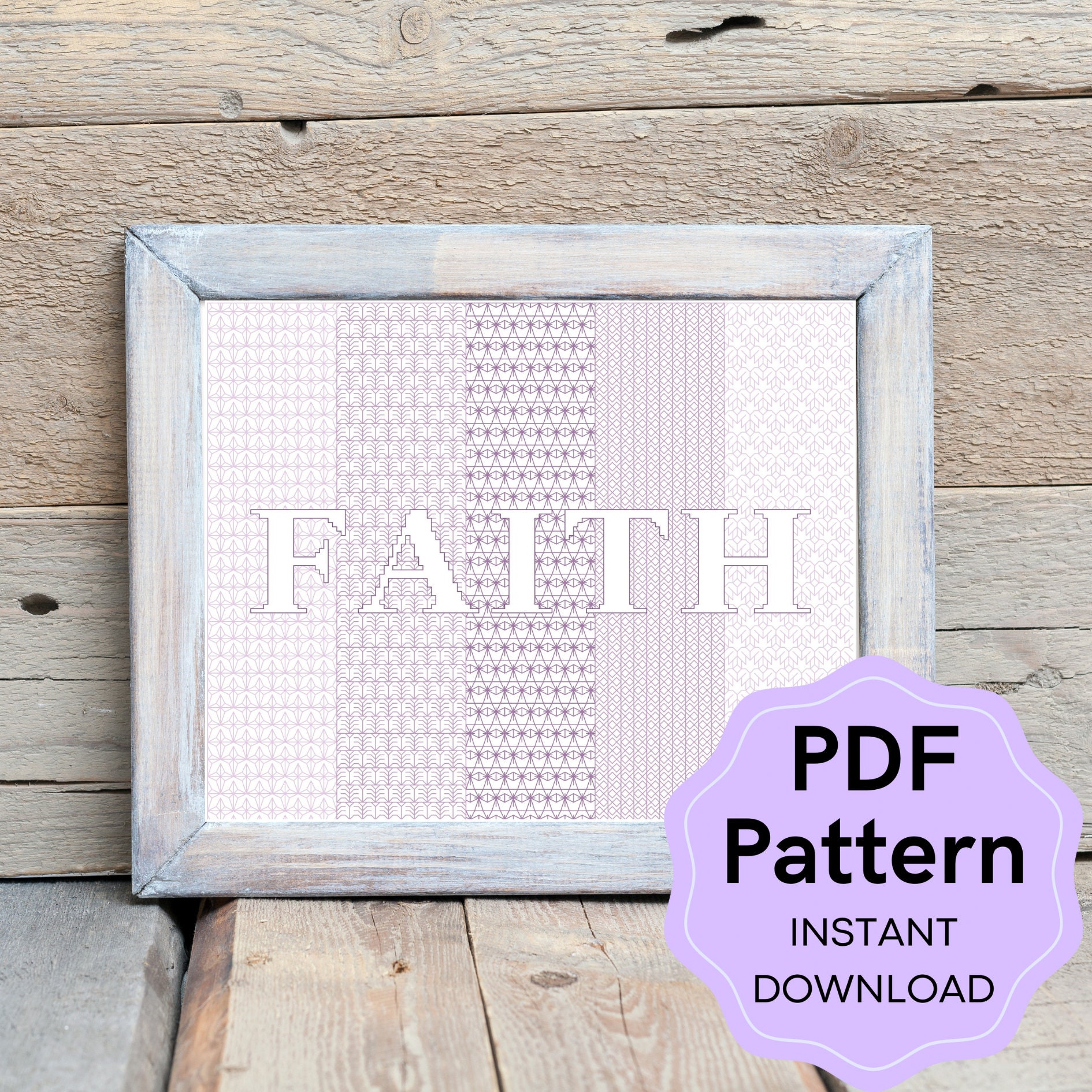 FAITH Blackwork Embroidery Hollow PDF Pattern - Etsy