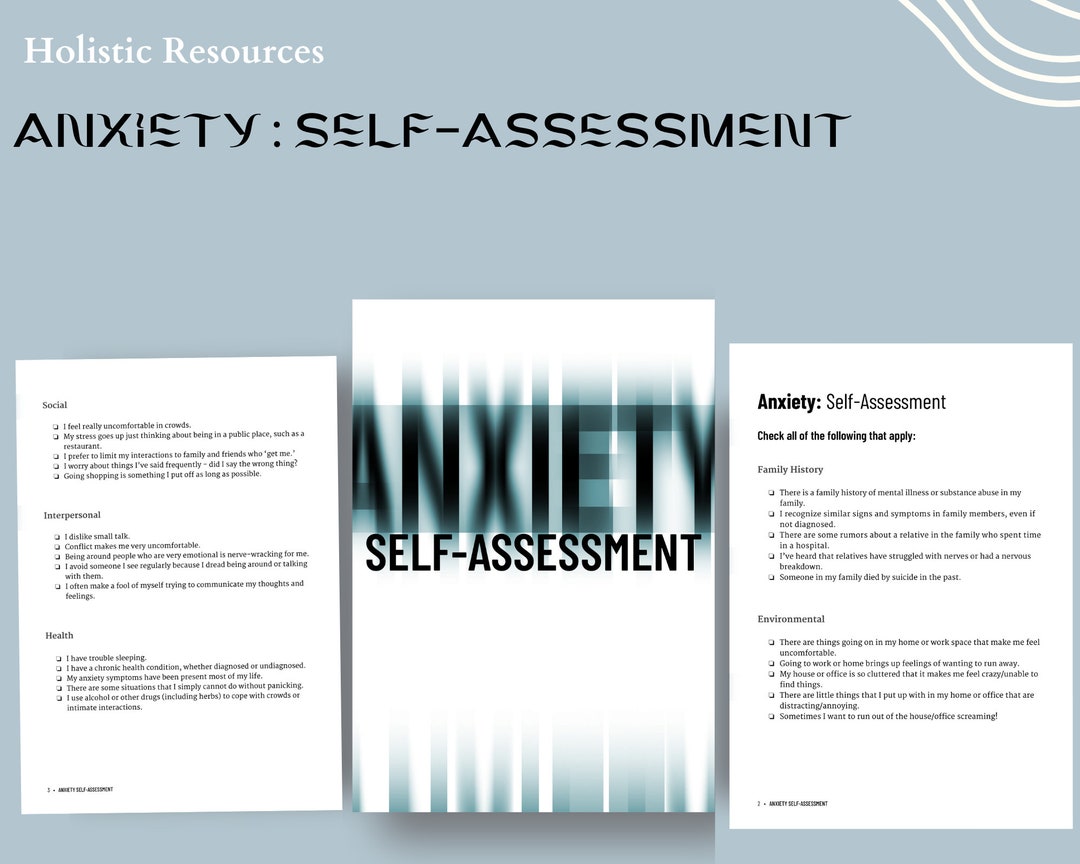 Anxiety: Self Assessment| Printable Chart | Digital Planner | Selfcare ...