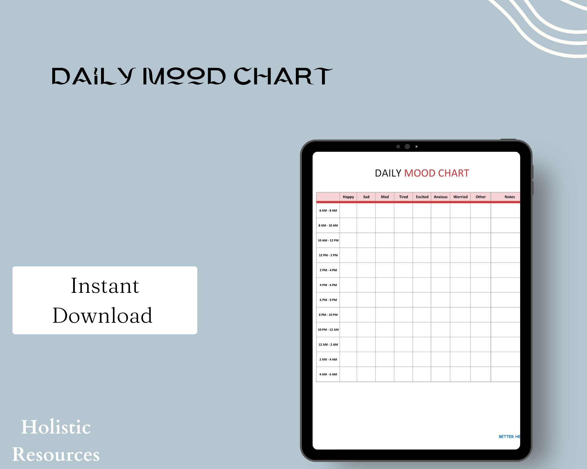 Daily Mood Chart Printable Chart Digital Chart Selfcare - Etsy UK