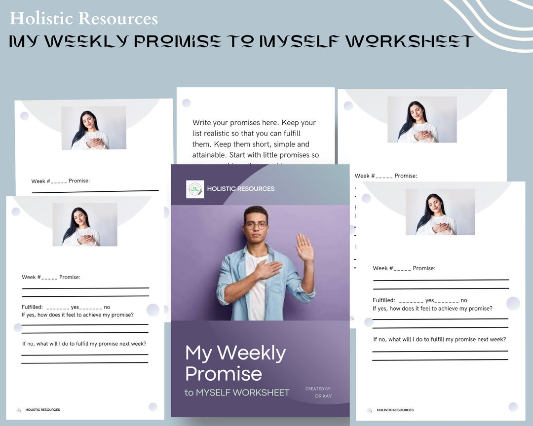 My Weekly Promise to Myself Worksheet | Digital Guide | Digital Planner ...