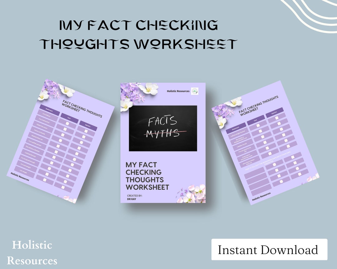 My Fact Checking Thoughts Worksheet | Digital Guide | Digital Planner ...