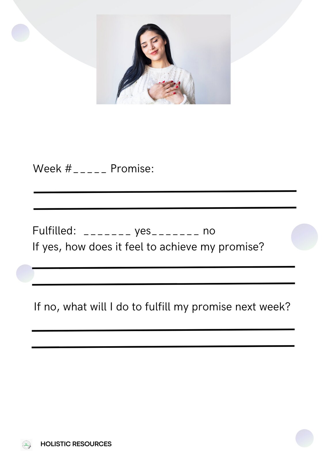 My Weekly Promise to Myself Worksheet | Digital Guide | Digital Planner ...