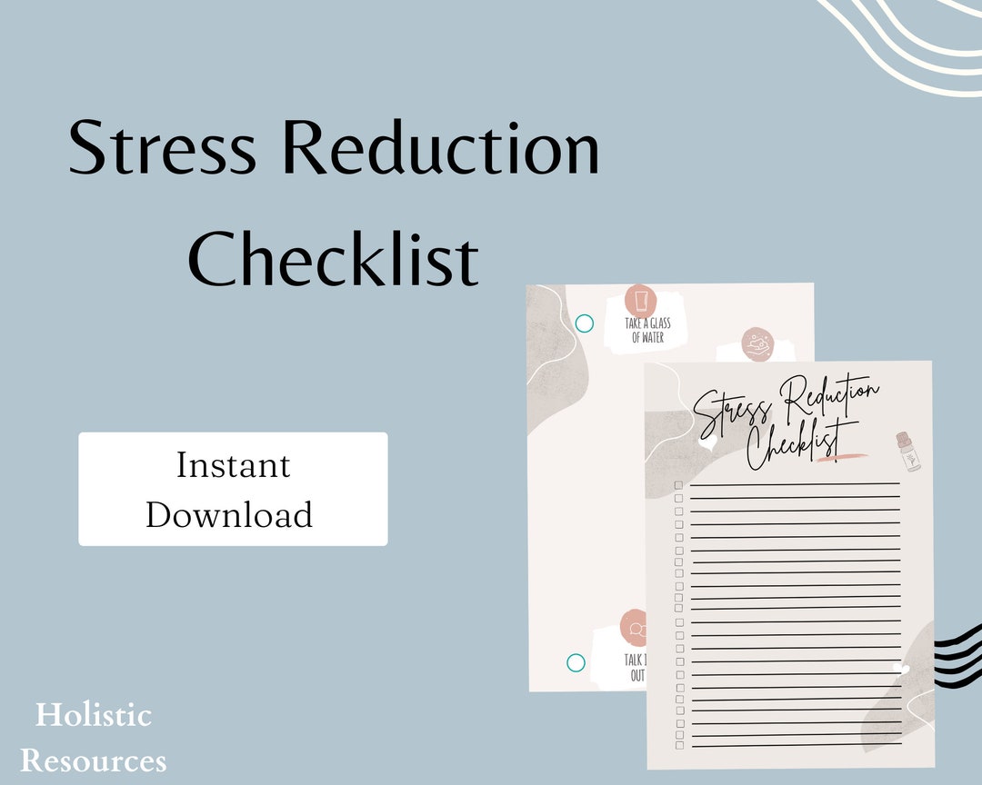 Stress Reduction Checklist | Stress Tracker | Stress Management ...