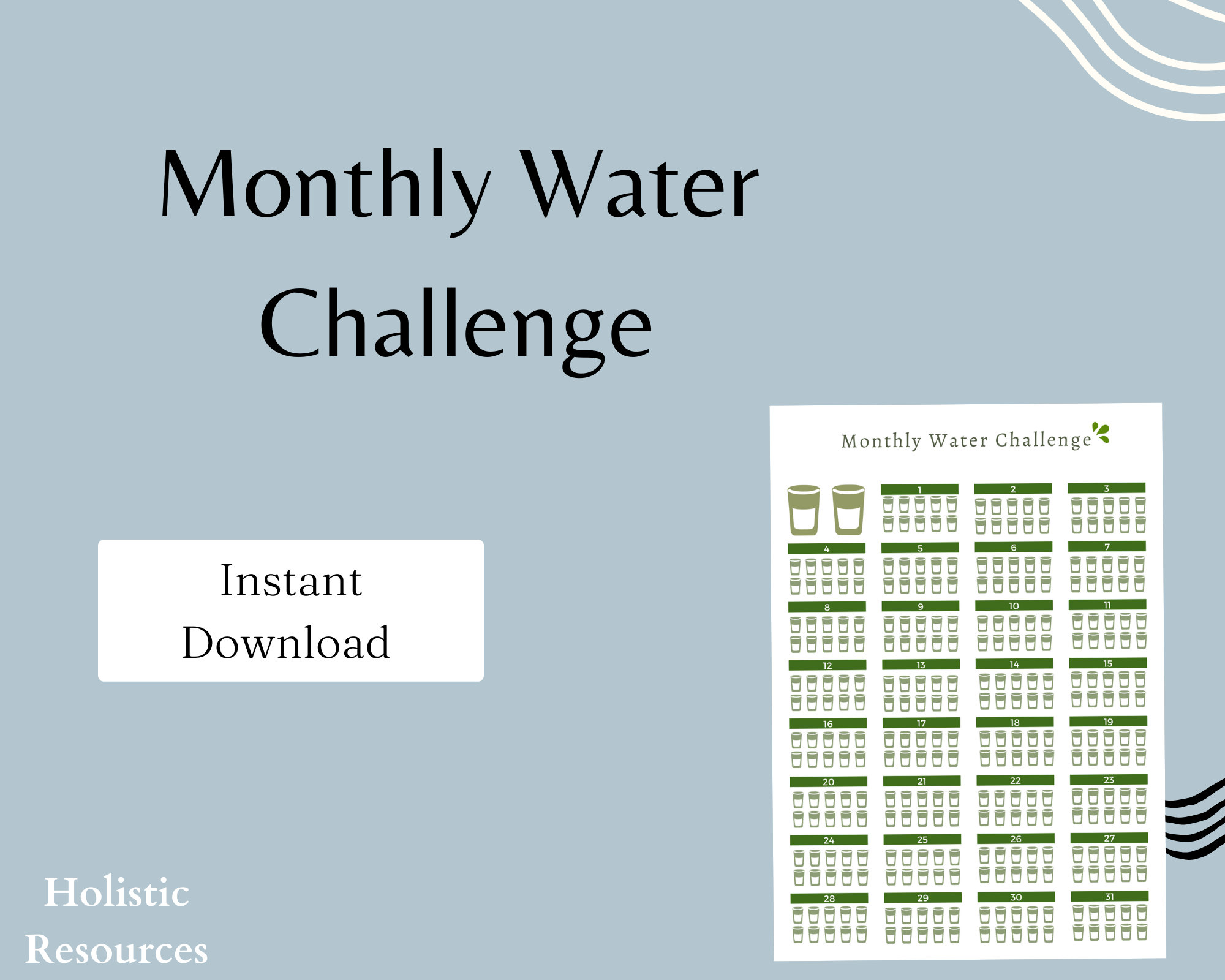 Weekly Water Challenge Sheet Printable Hydration Tracker Self Care ...