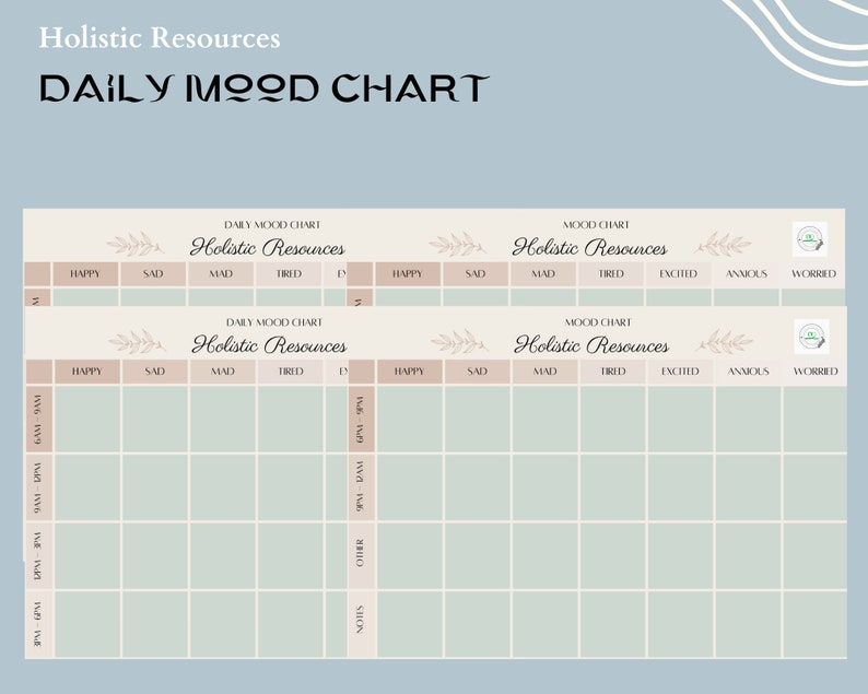 Daily Mood Chart| Printable Chart | Digital Chart | Selfcare | Guide ...
