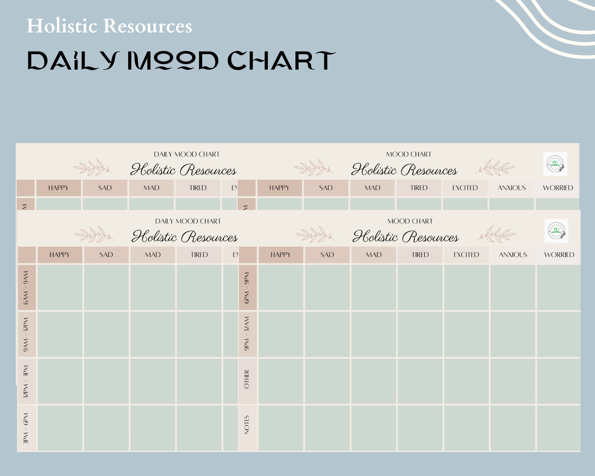 Daily Mood Chart| Printable Chart | Digital Chart | Selfcare | Guide ...