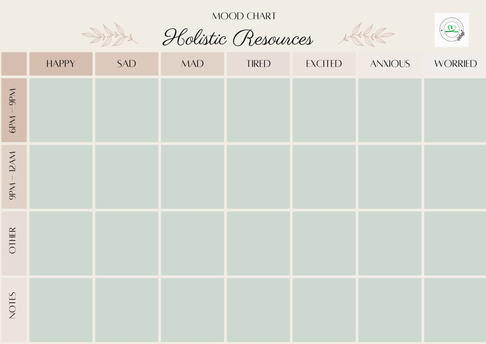 Daily Mood Chart| Printable Chart | Digital Chart | Selfcare | Guide ...