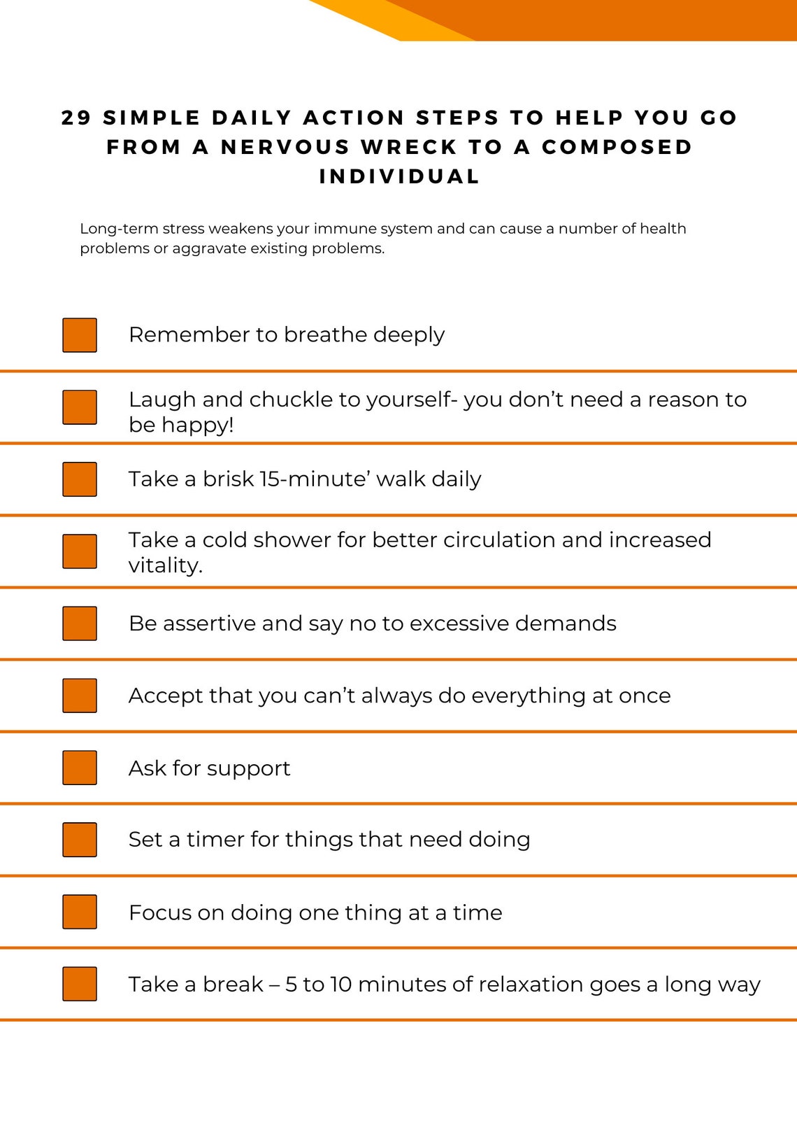 Stress Busters Checklist| Digital Guide | Digital Planner | Selfcare ...