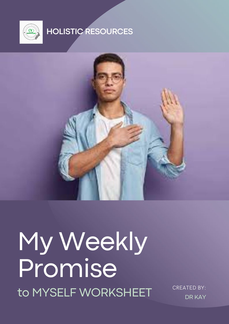 My Weekly Promise to Myself Worksheet | Digital Guide | Digital Planner ...