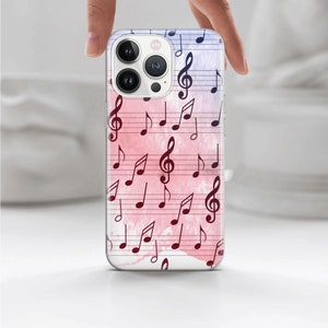 Music Notes Pattern Phone Case Musical Treble Clef Cover for iPhone 16 ...
