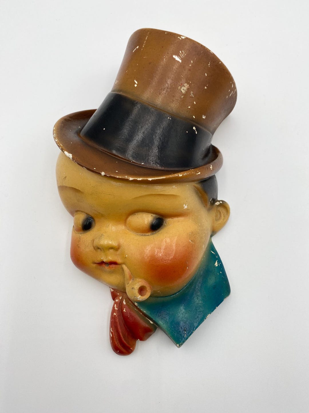 Vintage Chalkware Boy With Pipe String Holder - Etsy