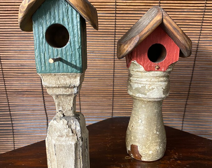 Reclaimed Fence Post/staircase Railings Ornamental Bird Houses Signed ...