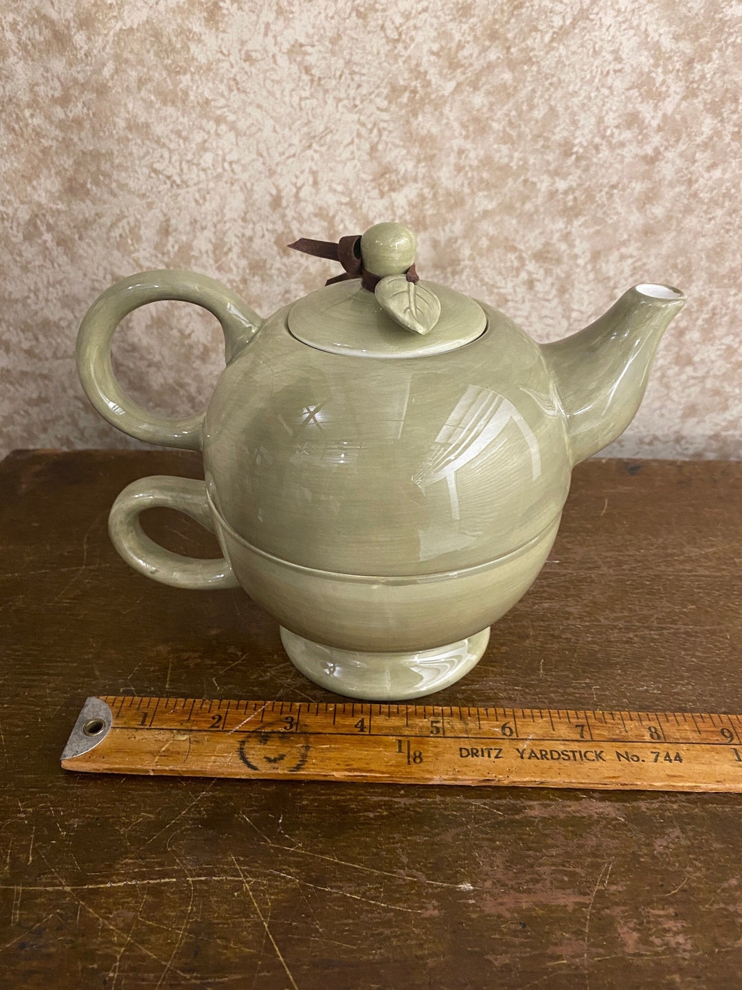 Sage Green Stackable Teapot and Cup Two Cup Servings Coffee Tea - Etsy