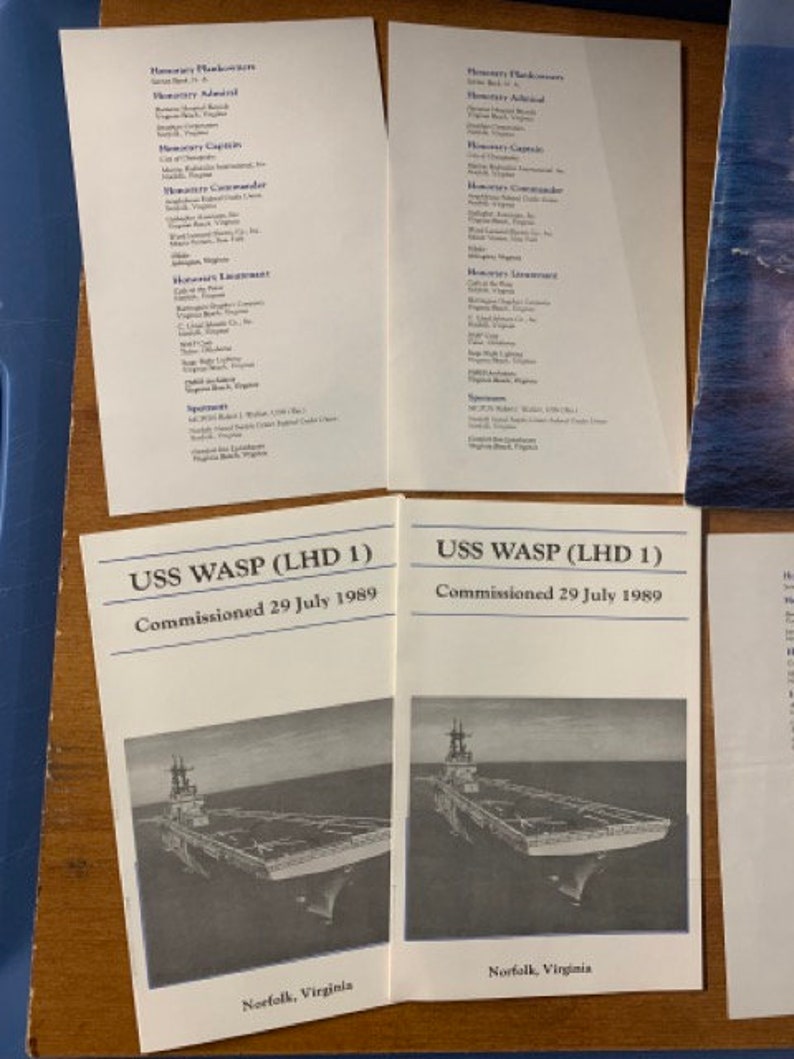 USS Wasp LHD-1 Aircraft Carrier Plankowner Commissioning 29 July 1989 ...