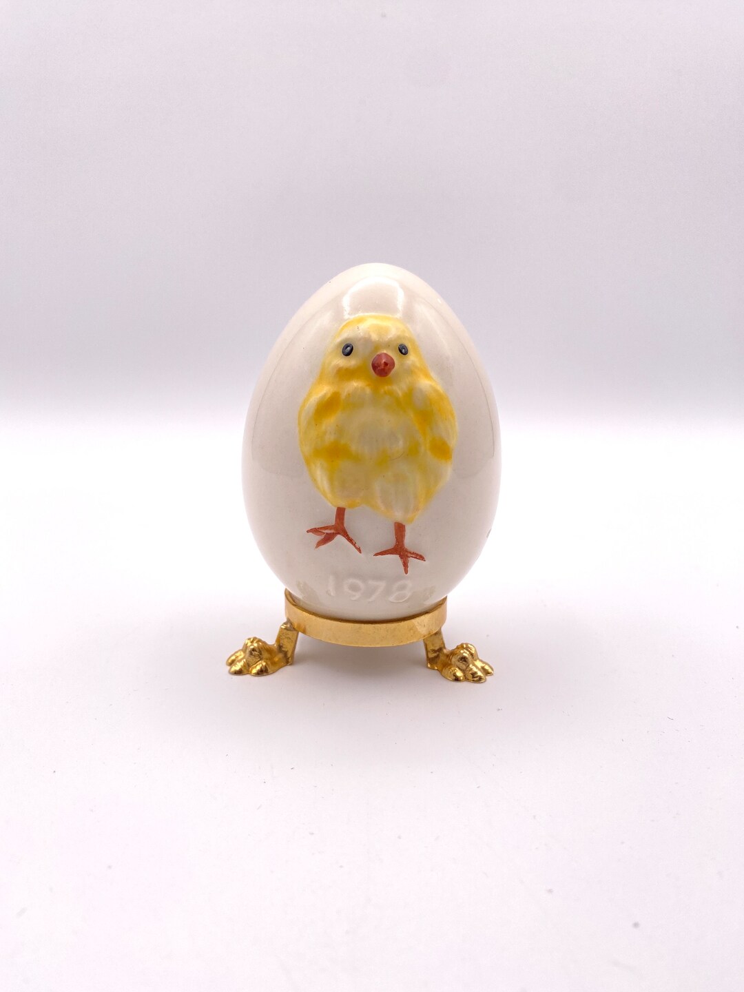 1978 Goebel Germany Porcelain Chick on Egg With Metal Stand, Easter ...