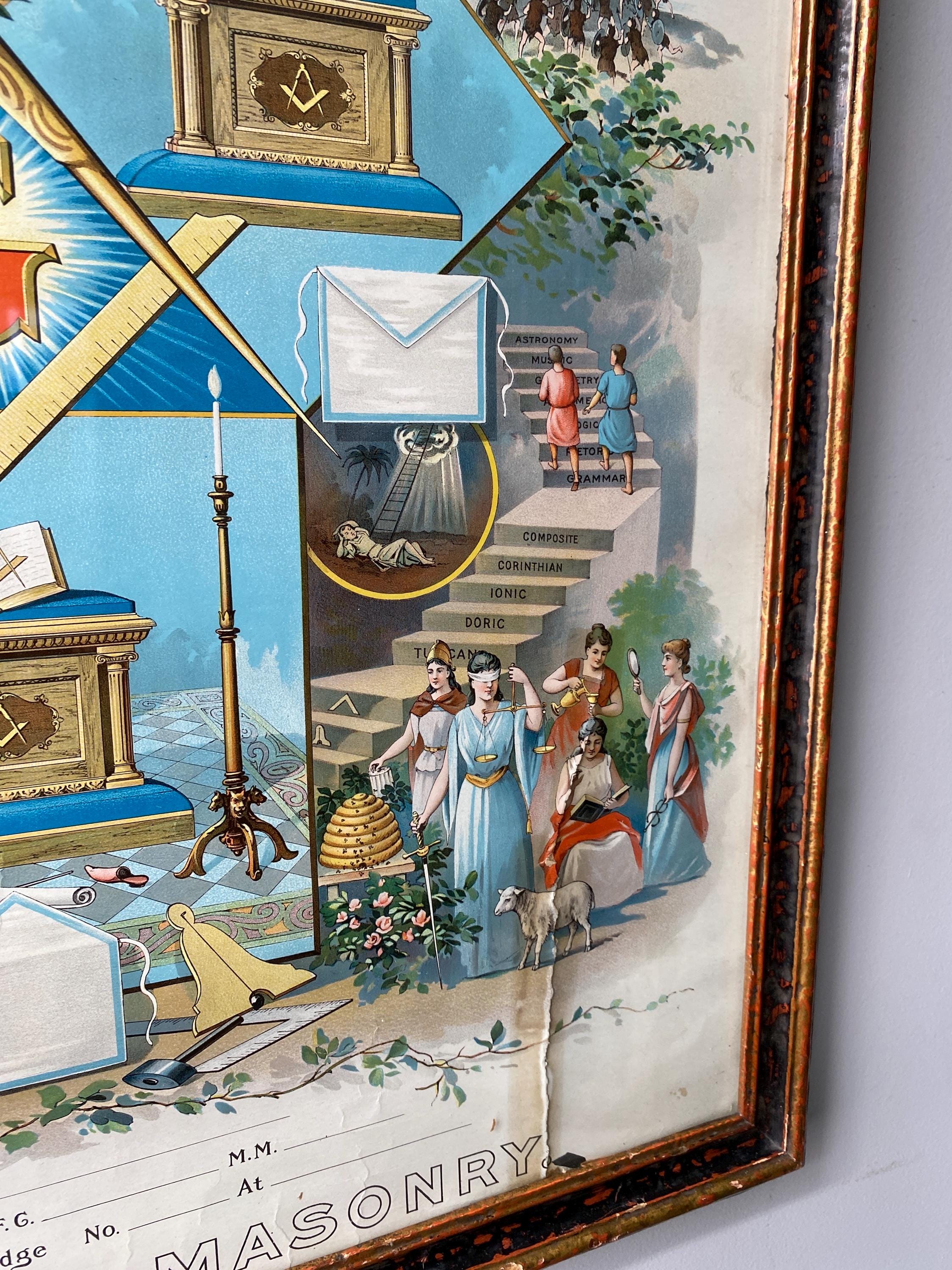 The Light of Masonry Tracing Board | M.C. Lilley Lithograph Framed - Etsy