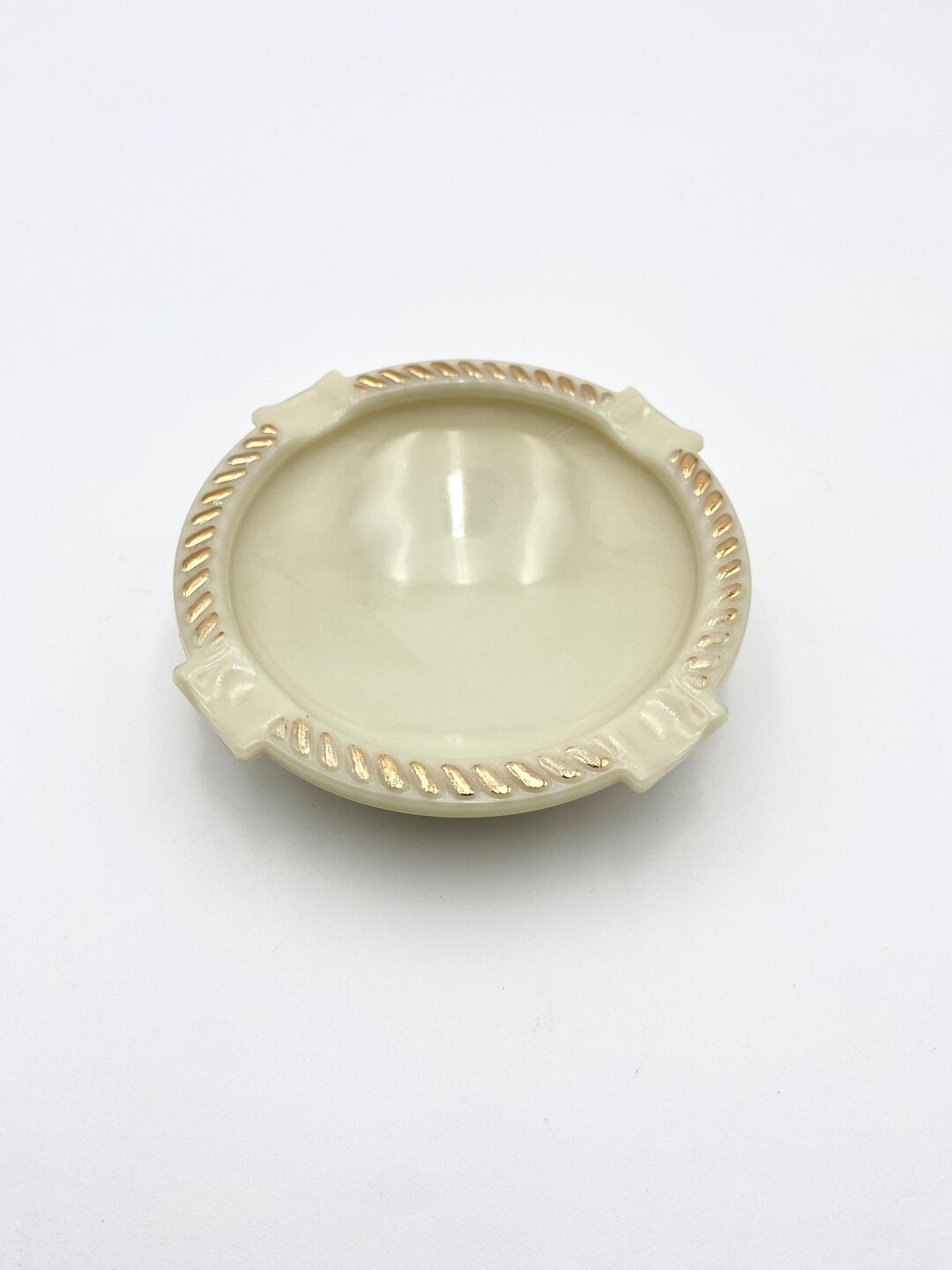 Wheatonware Cream Custard Glass Ashtray With Gold Rope Detail - Etsy