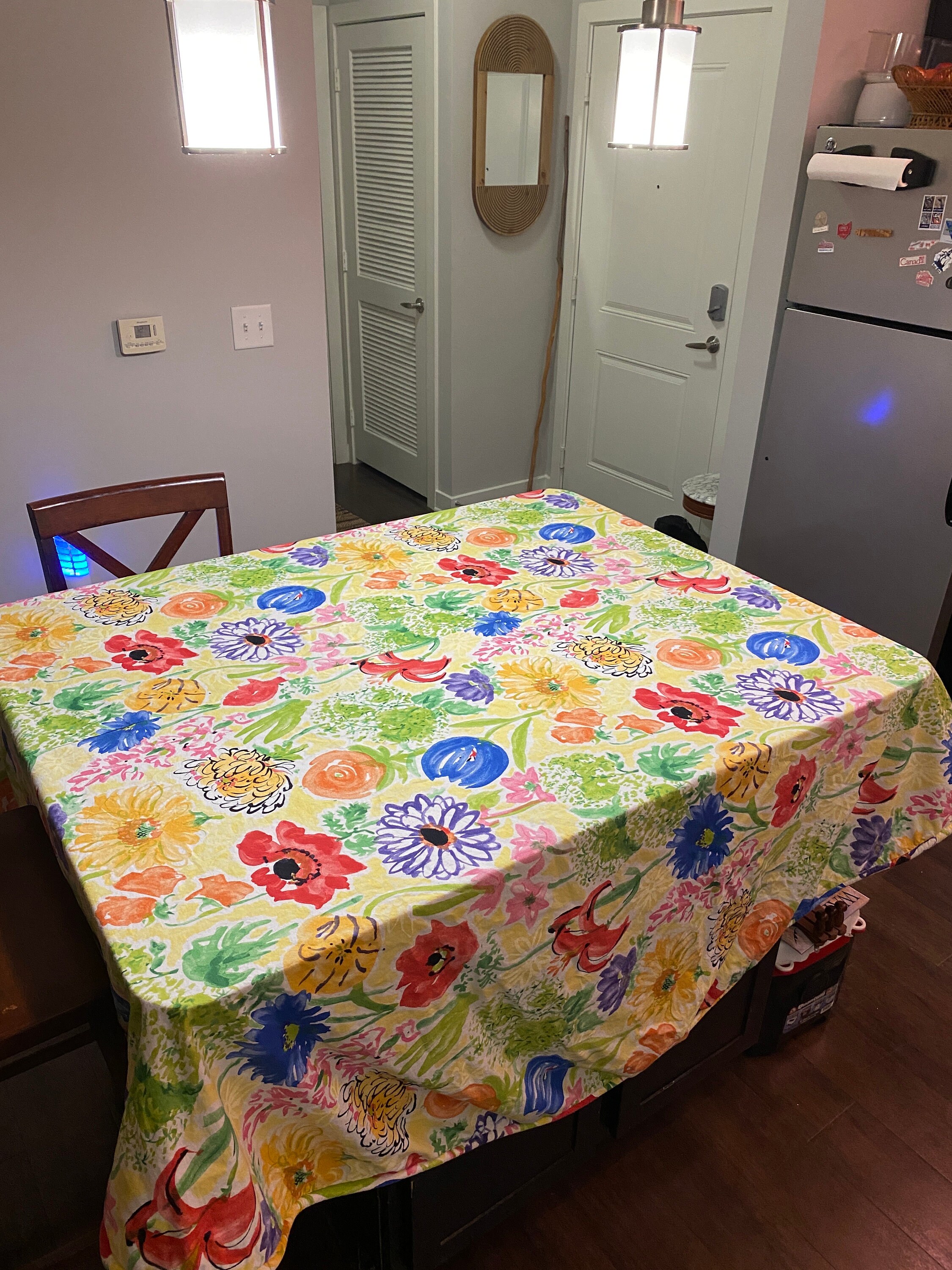 Round Bright Yellow Tablecloth With Flowers 88 Diameter - Etsy