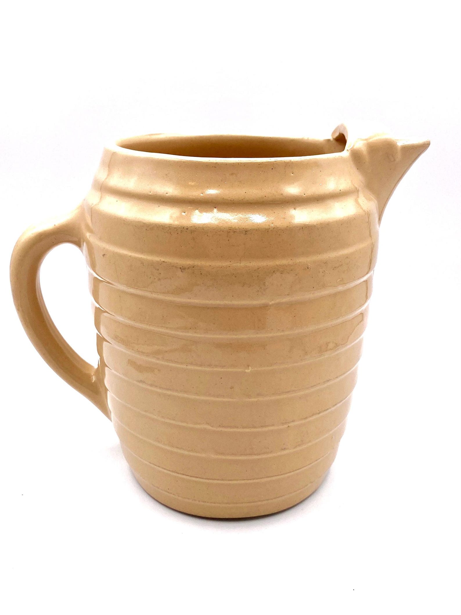 Antique Beehive Pitcher With Ice Lip Made in USA, Art Deco, 1930s ...