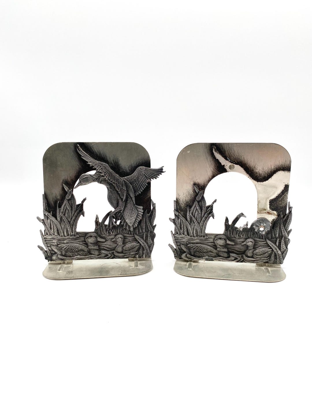 Pair of Pewter Duck Bookends - as Is - Etsy