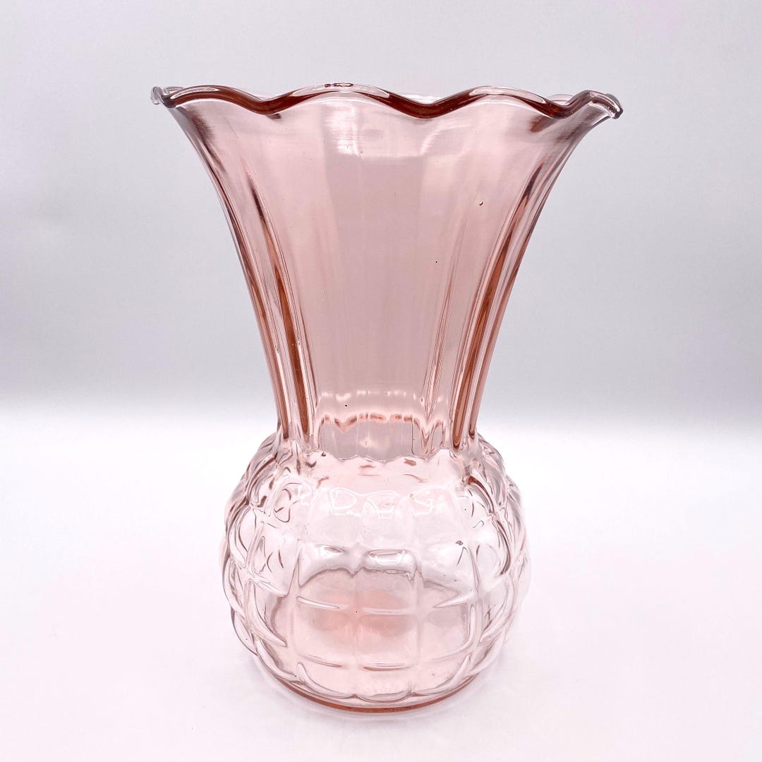 Vintage Pink Large Pineapple Shaped Pink Glass Vase With Flared Rim - Etsy