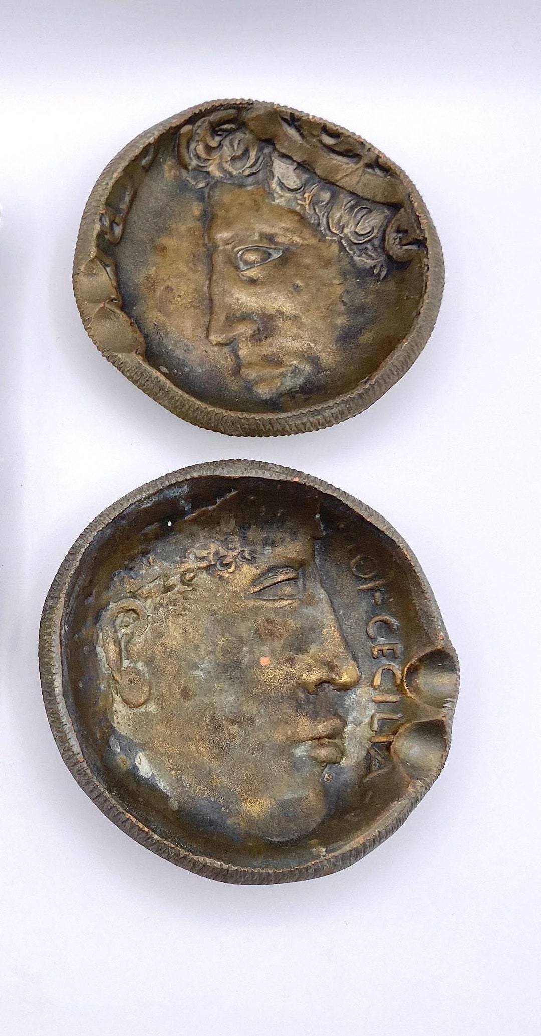Italian Round Ceramic Ashtrays With a Roman Profile - Cigar or Pipe ...
