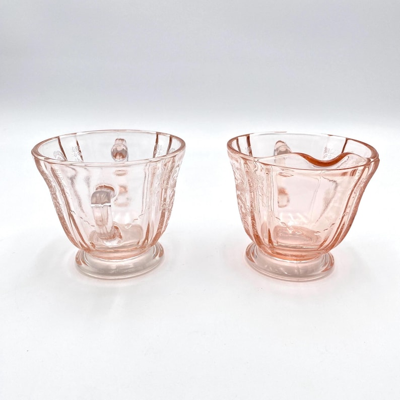 Pink Sugar and Creamer by Indiana Glass, Madrid Pattern - Etsy