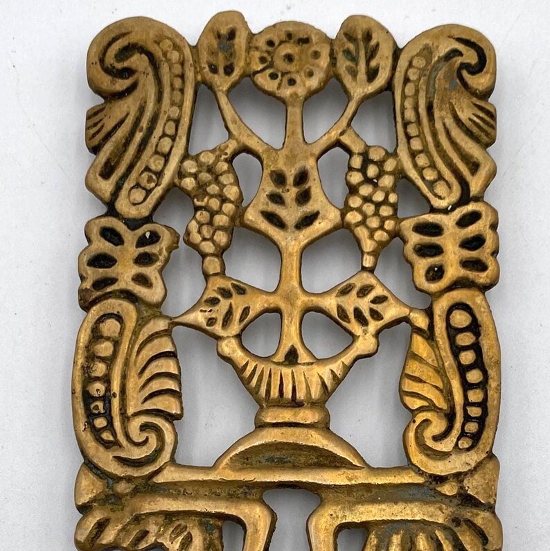 Vintage Brass Trivet With Floral Design, 6.75" X 3" - Etsy
