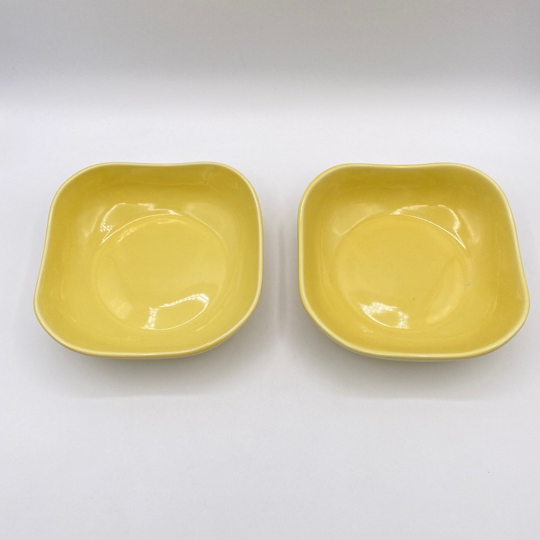 Bright Yellow Square Curved Edge Plates by Hull Pottery - Set of 2 - Etsy
