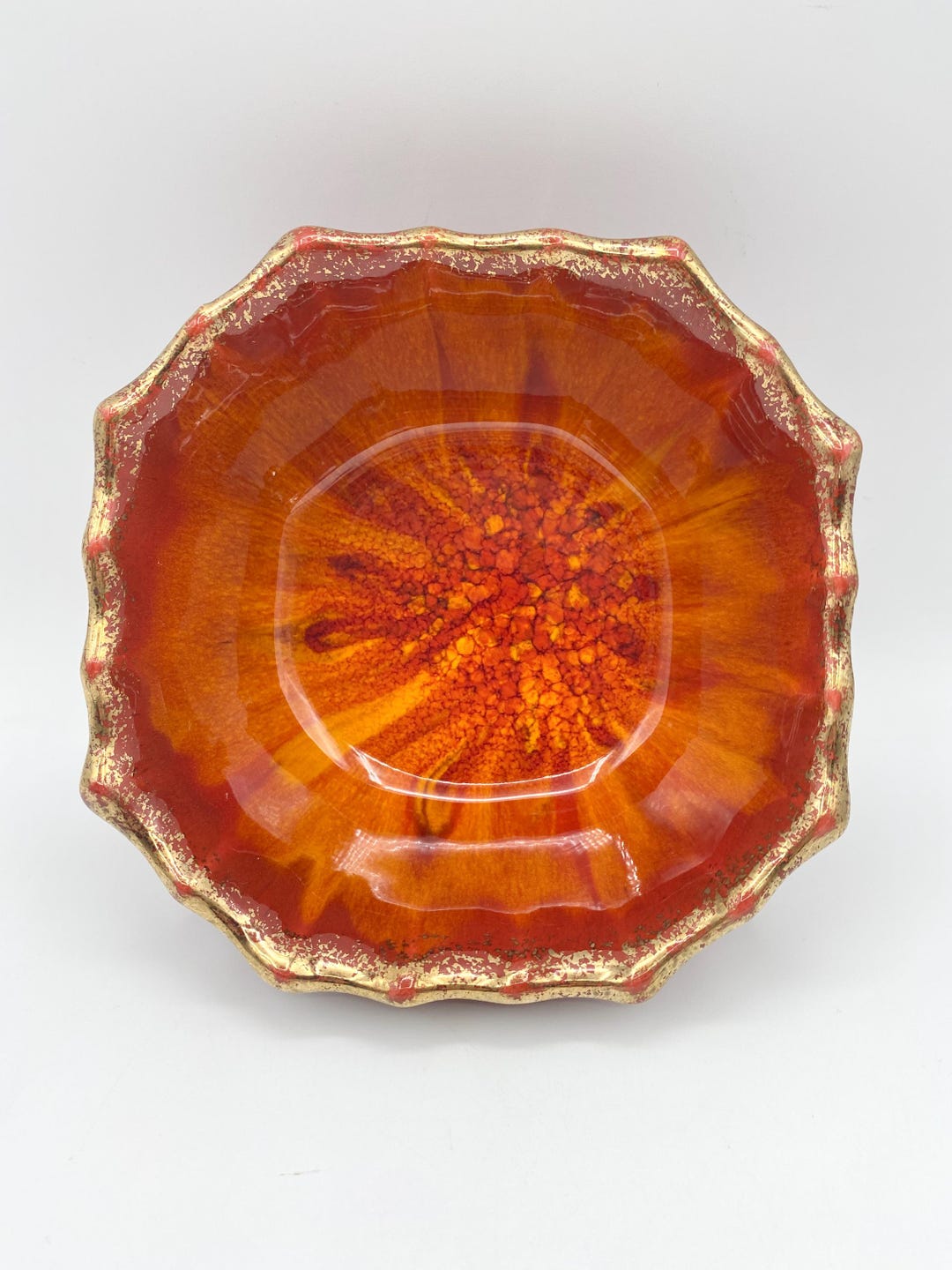 California Originals Pottery MCM Orange Lava Drip Glaze Bowl #785 USA ...