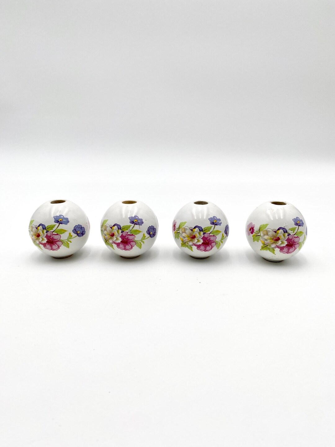 Vintage Porcelain Bed Finials With Flowers on White Background - Etsy