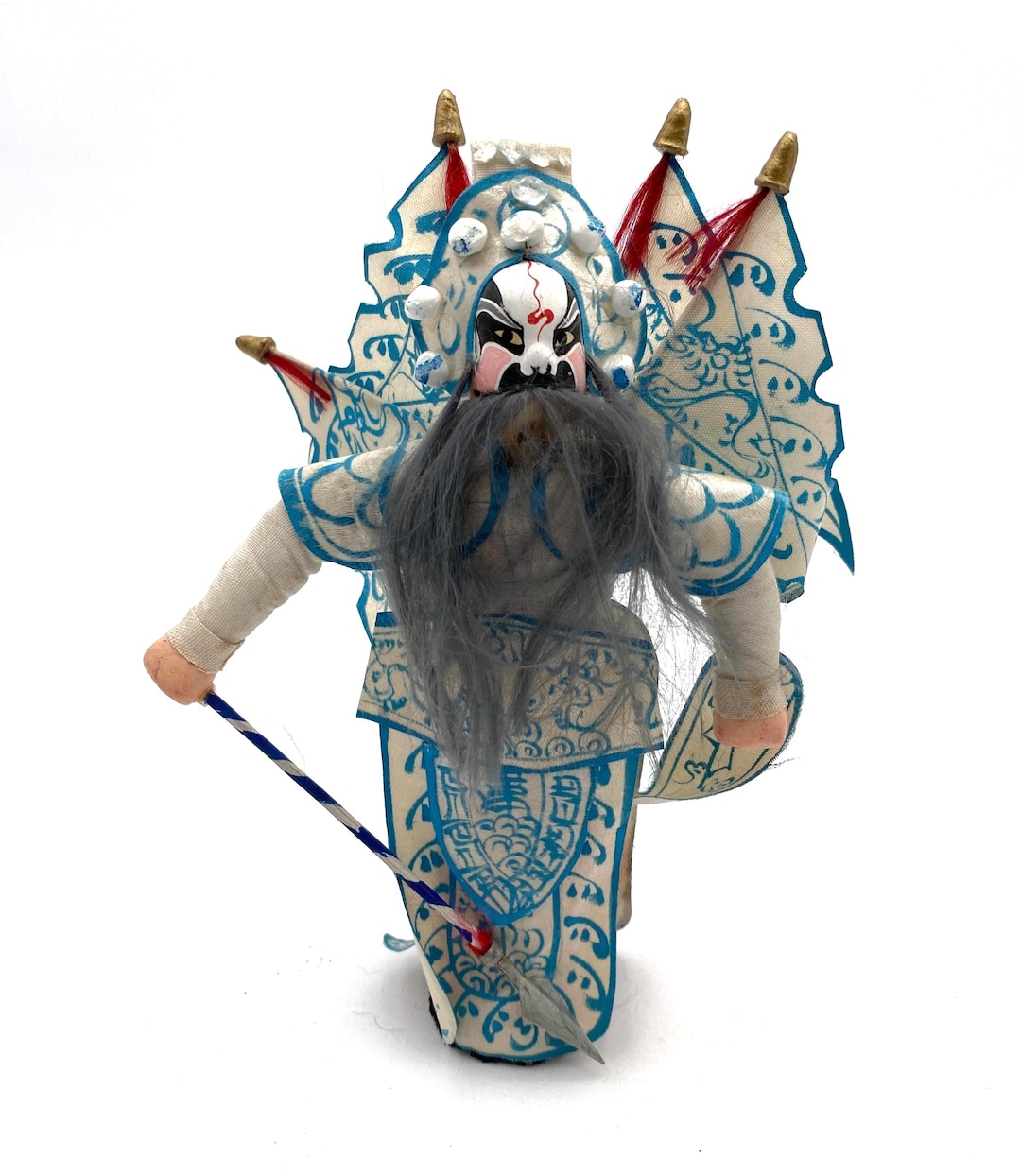 Vintage Peking Opera Wusheng Figurine, Bristle Doll, Chinese Folk Art ...