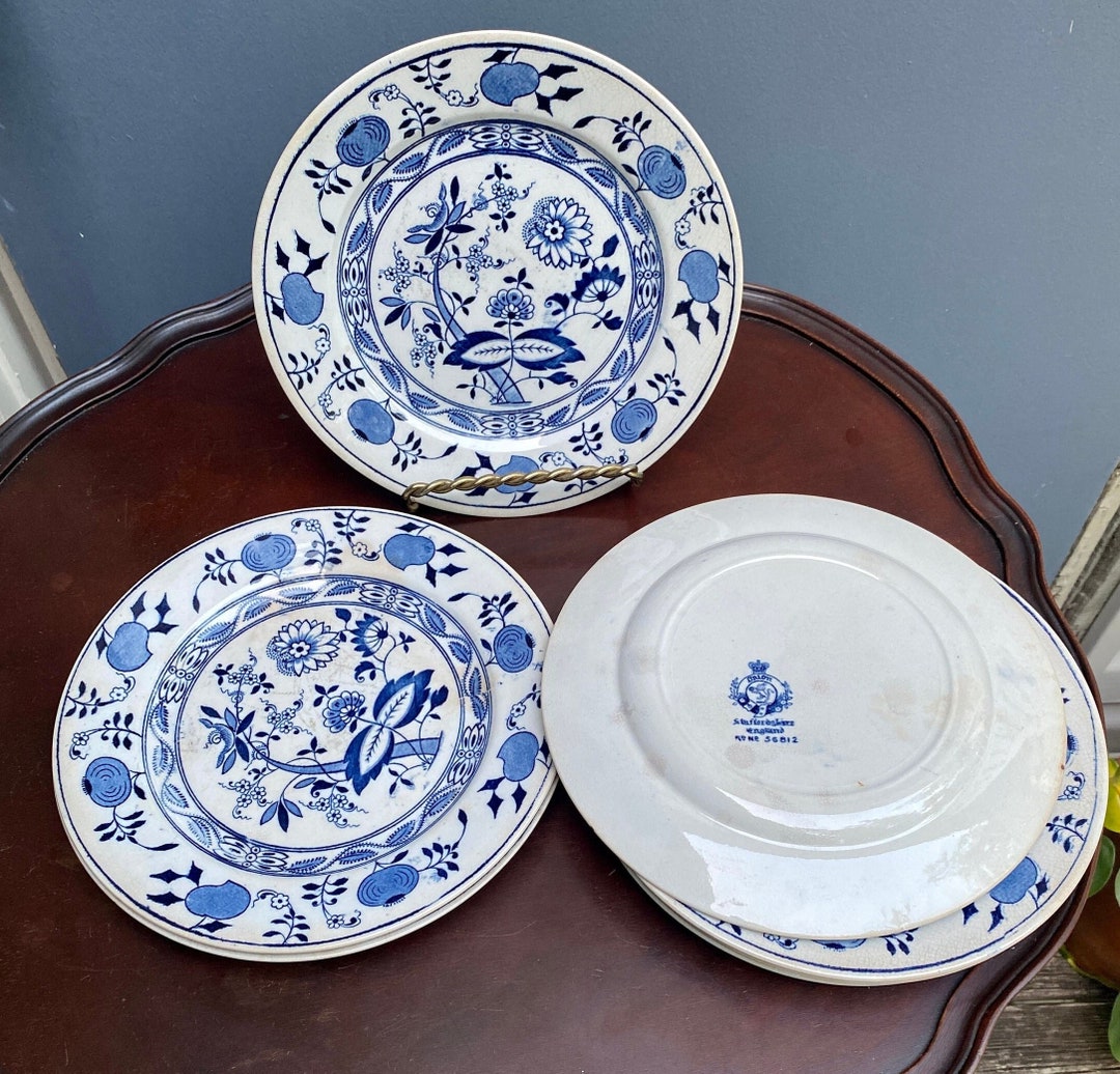 Staffordshire England Blue Onion Plates Set of 7 /registration 56812 ...