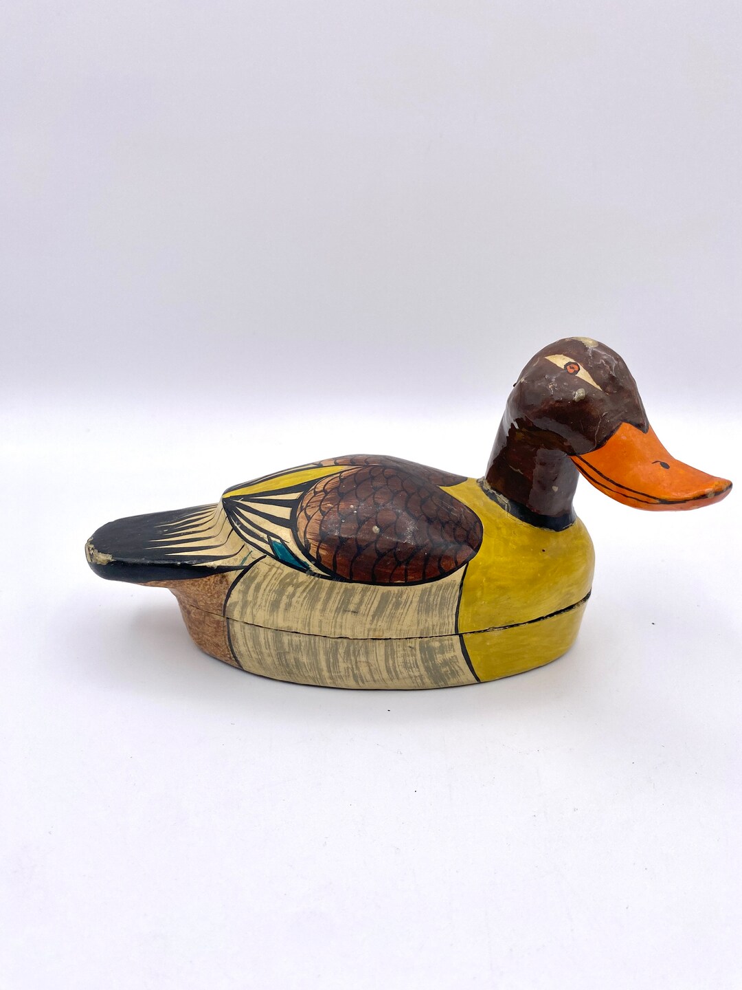 Lacquered Colorful Duck Shaped Trinket Box - Etsy